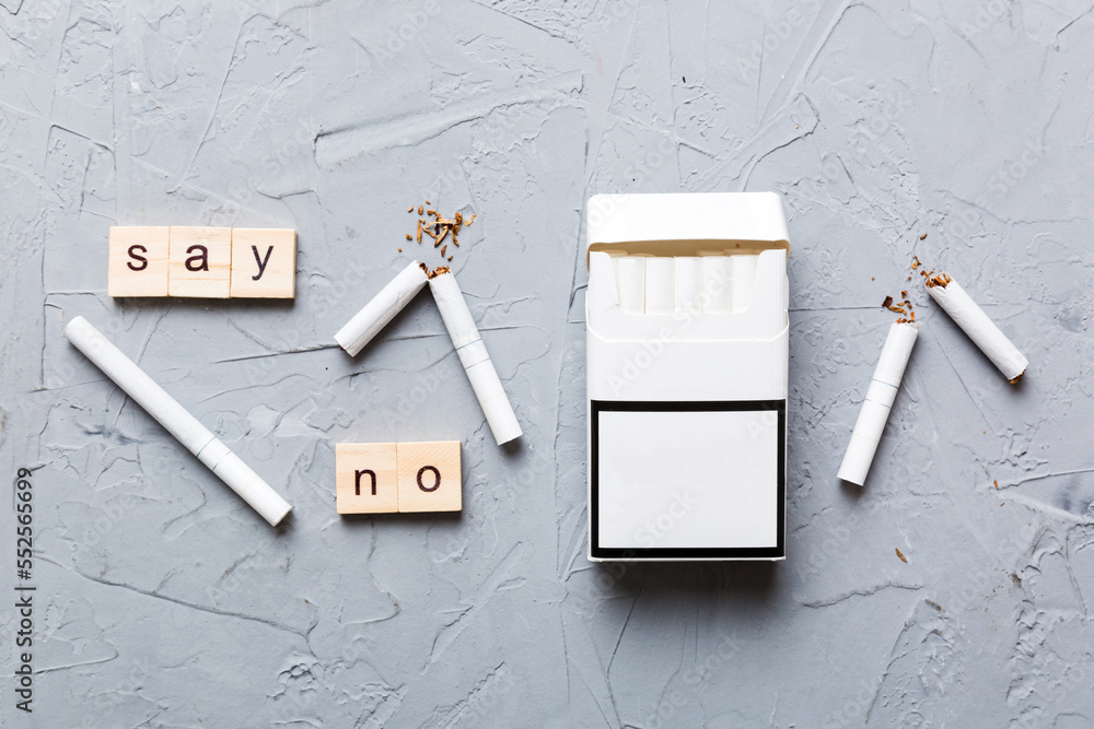 Cigarette And Wooden Blocks, Broken cigarette on table background, No ...
