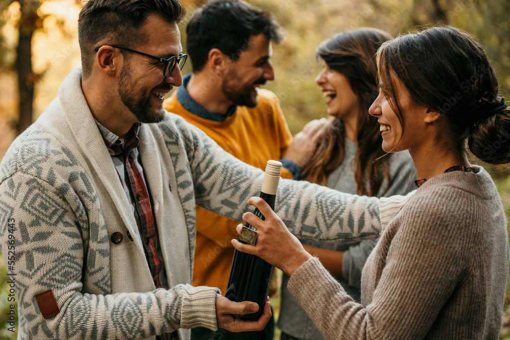 Group of friends welcoming each other. The host welcomed their friends ...