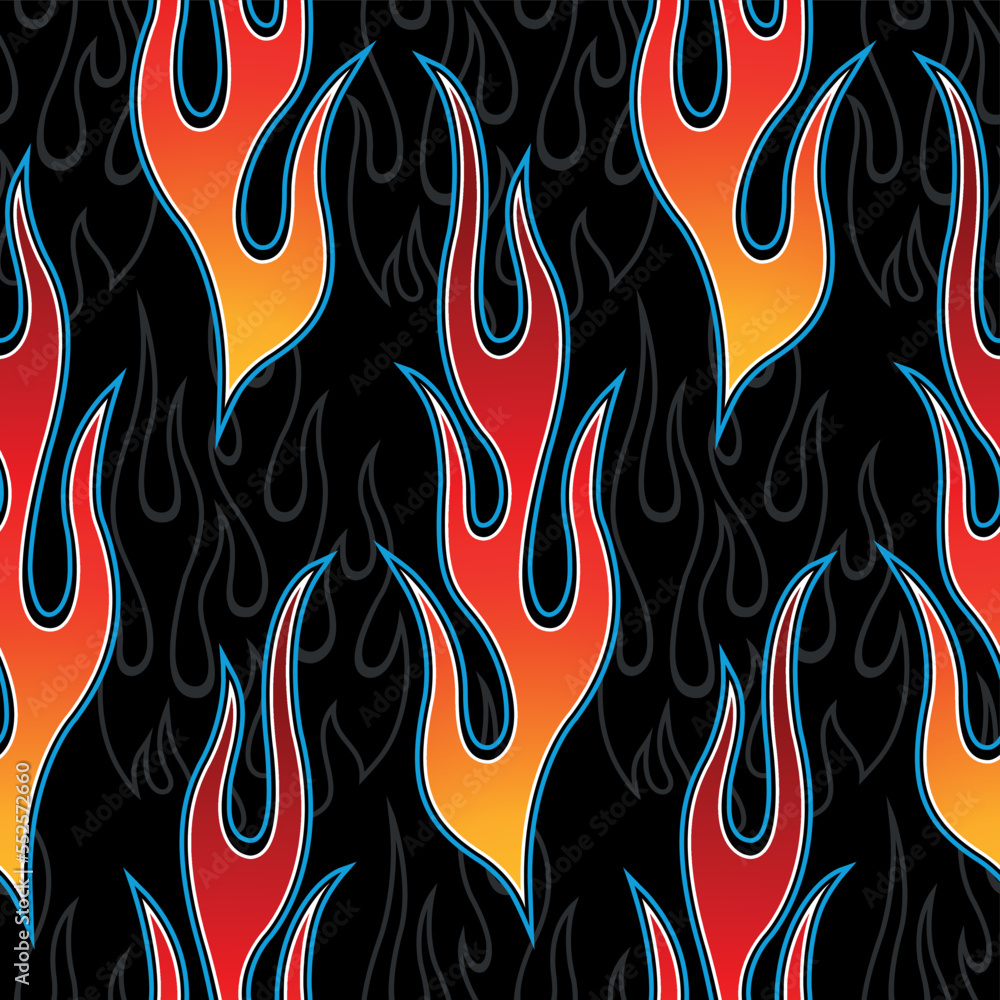 Fire flames wallpaper seamless pattern background vector image. Wrapper ...