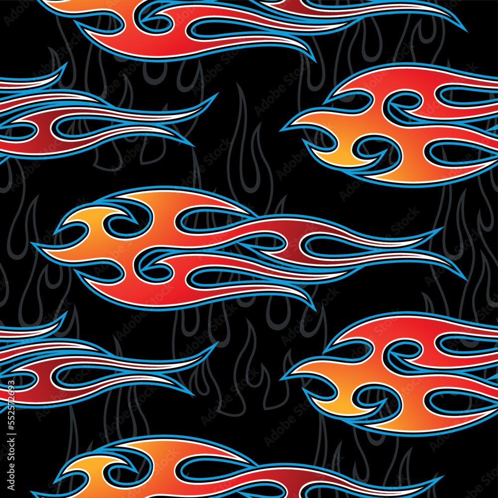 Seamless pattern vector fire flame image. Fire repeating tile ...