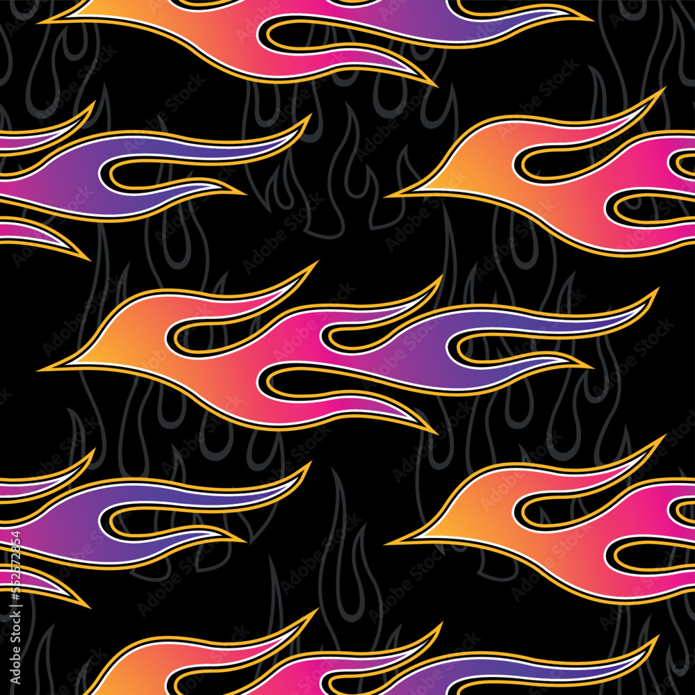 Seamless pattern vector fire flame image. Fire repeating tile ...