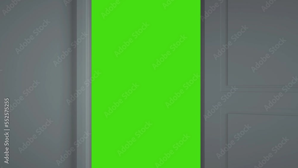 White door opening to green screen, chroma key vídeo do Stock | Adobe Stock