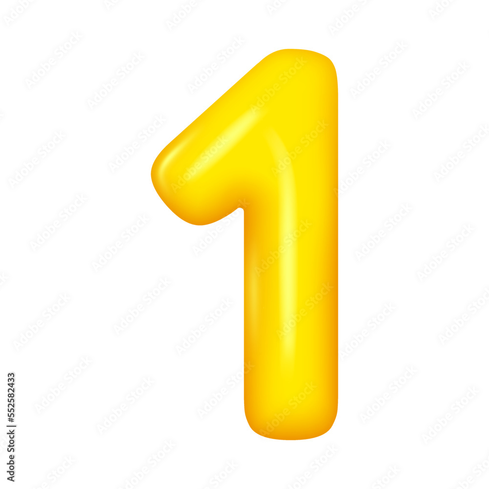 One first number 3d numeral, anniversary elegant sign. Vector birthday ...