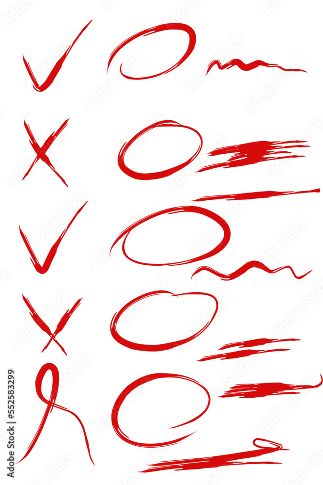 check mark, brush line and circle rectangle marker for highlight and ...