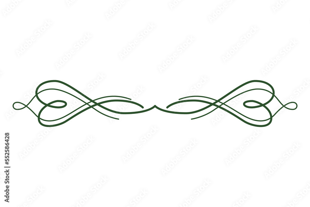 Green text divider, page separators design. Line border, laurel ...