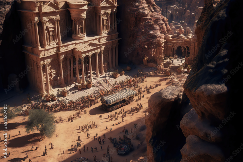 Generative AI : an ancient gypsy carnival at the Treasury in Petra ...