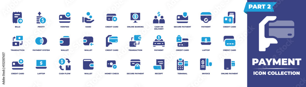 Payment icon collection part 2. Duotone color. Vector illustration ...