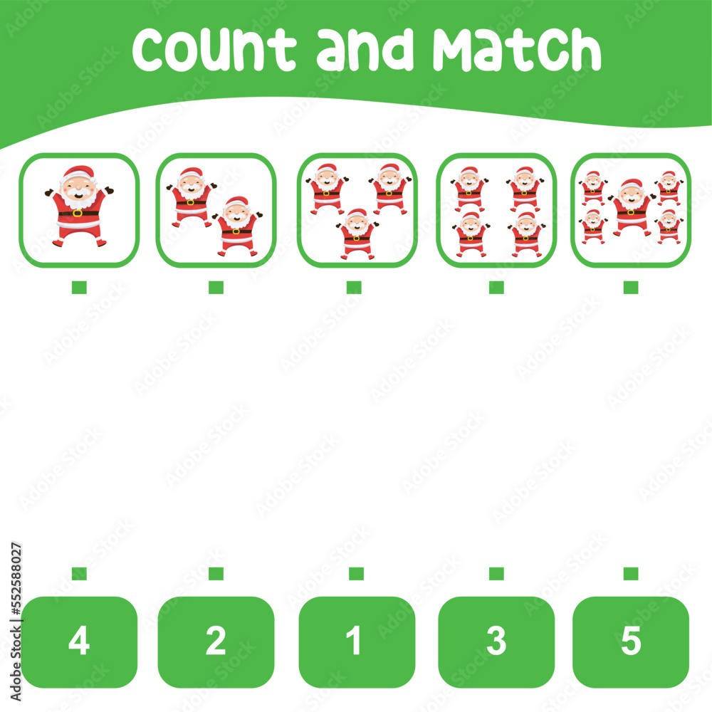 Count and match the Santa Claus with the number. Printable activity kit ...