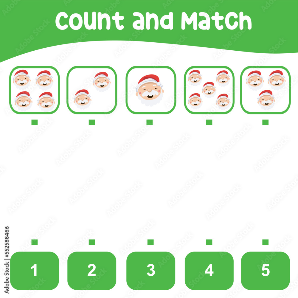 Count and match the Santa Claus with the number. Printable activity kit ...