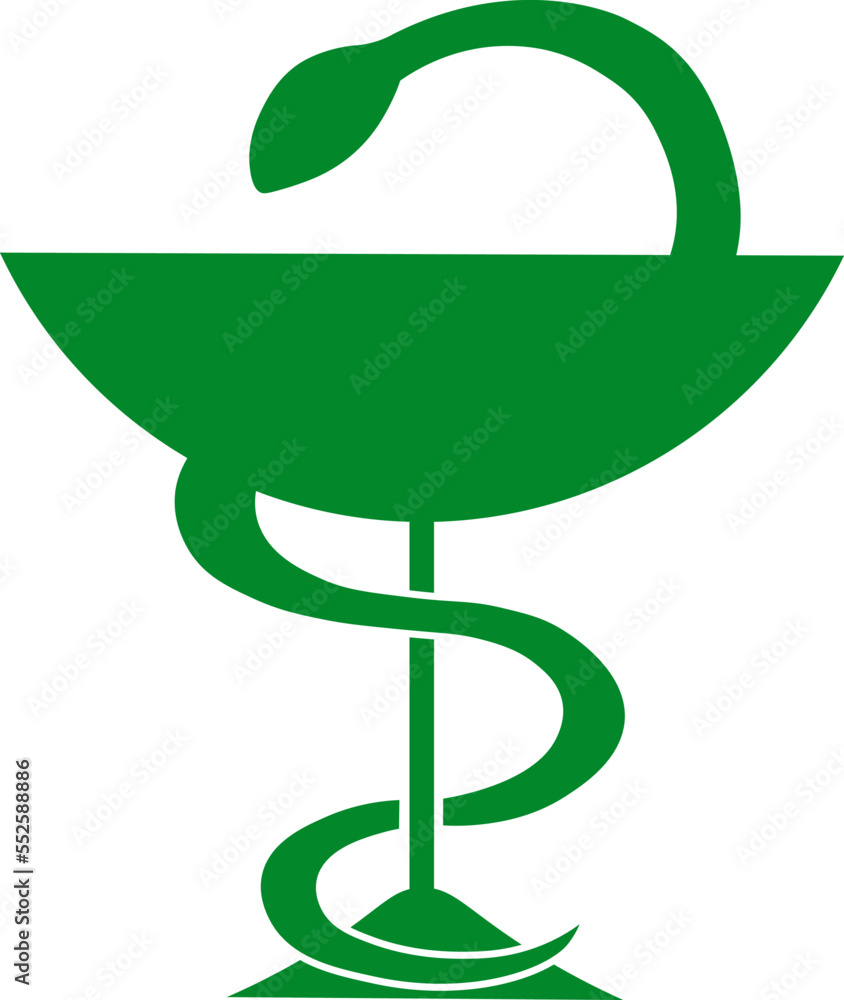 Pharmacy symbol icon. Cup with a snake twined around. Bowl of Hygieia ...