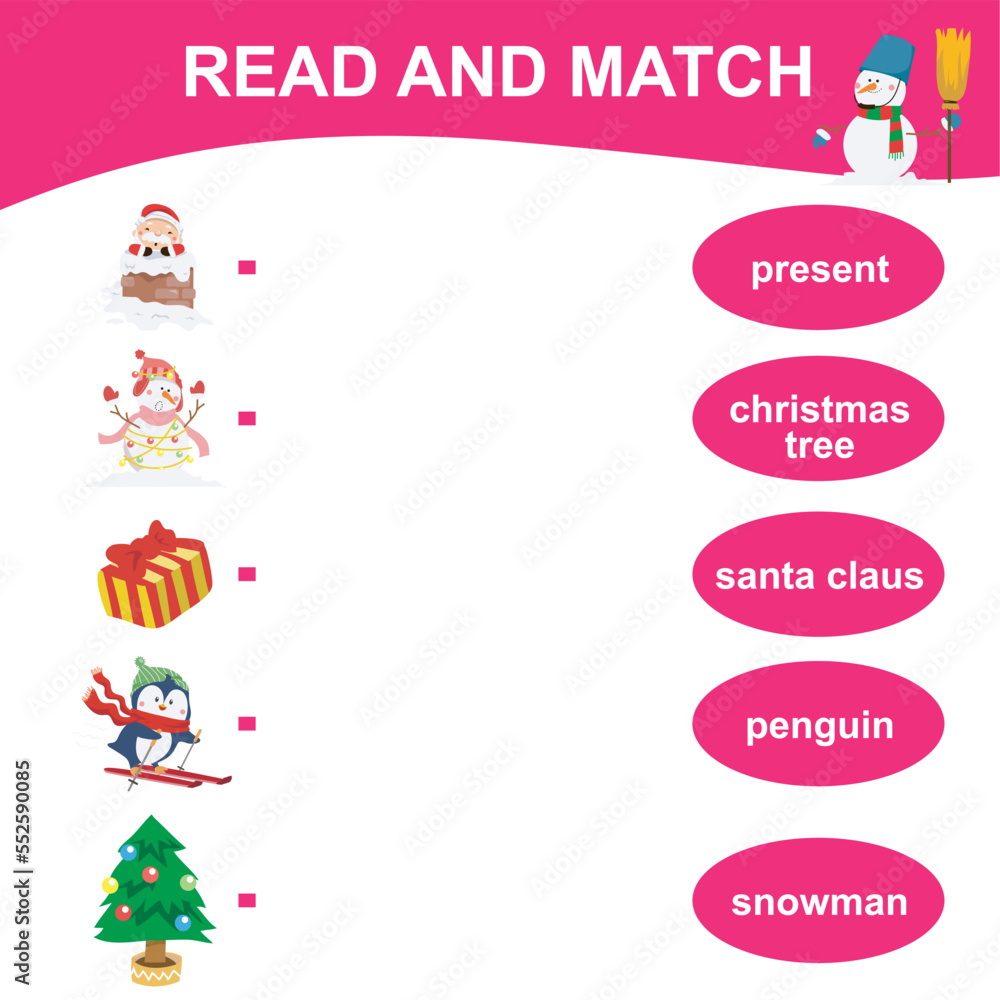Read and match printable activity sheet. Matching English word with ...