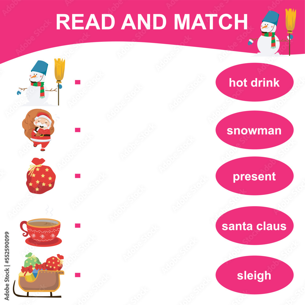 Read and match printable activity sheet. Matching English word with ...