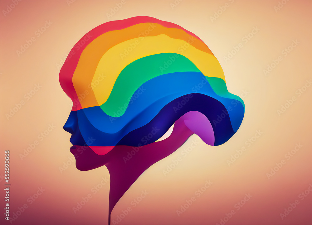 Individual silhouette covered with the LGBT flag to promote and defend ...