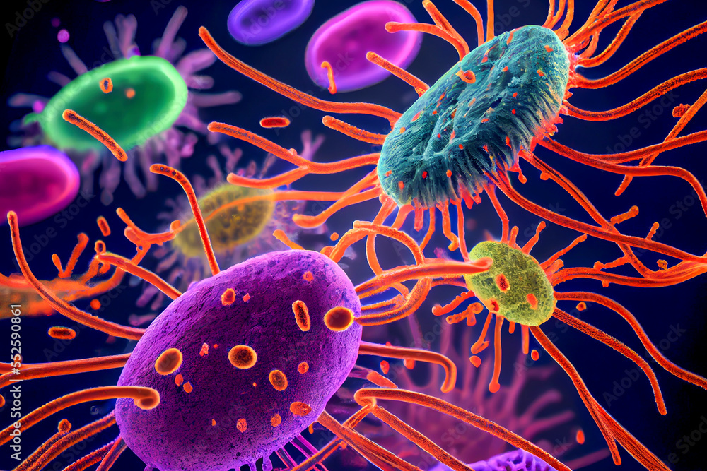 Beautiful microworld, microbes of different shapes, generative ai ...