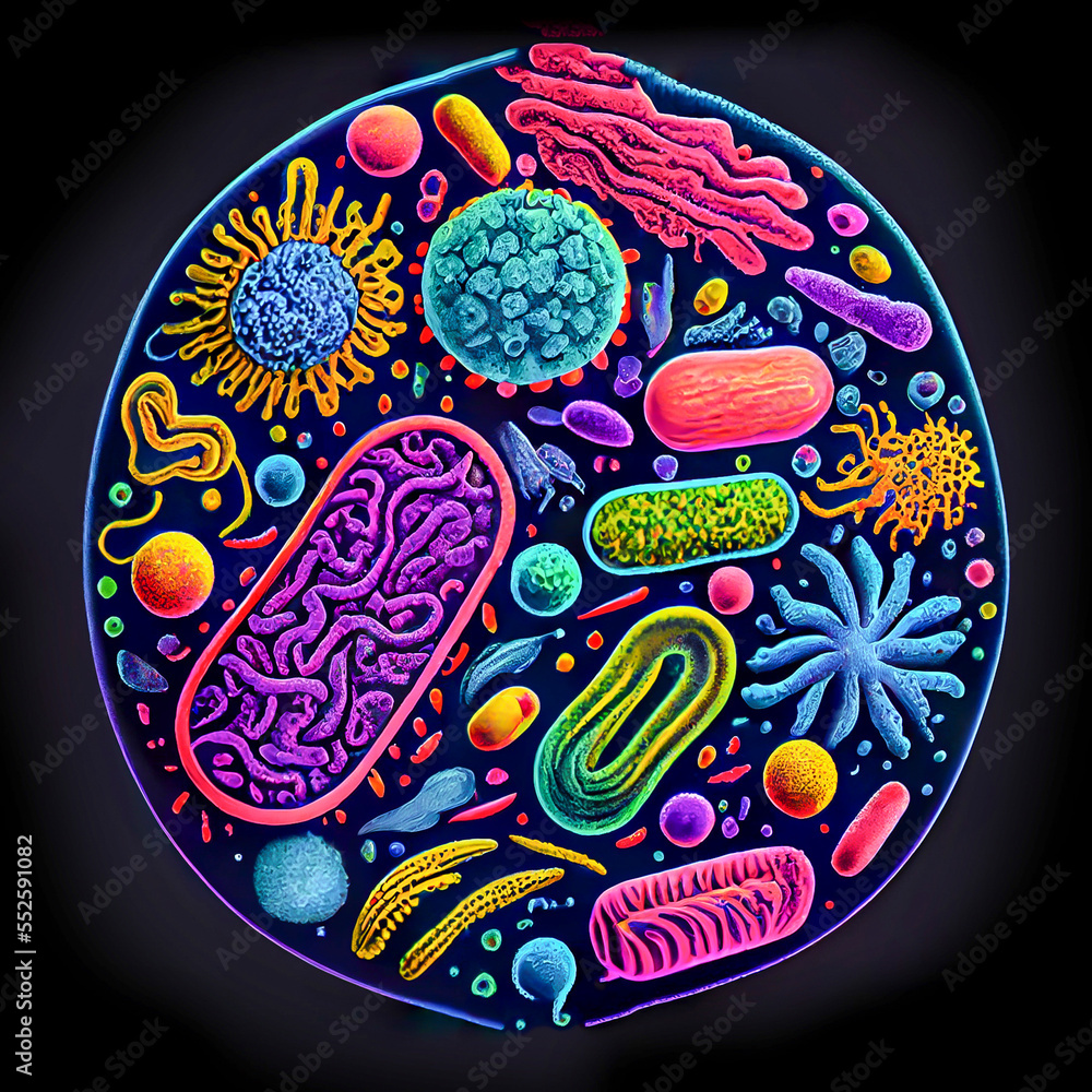 Beautiful microworld, microbes of different shapes, generative ai ...