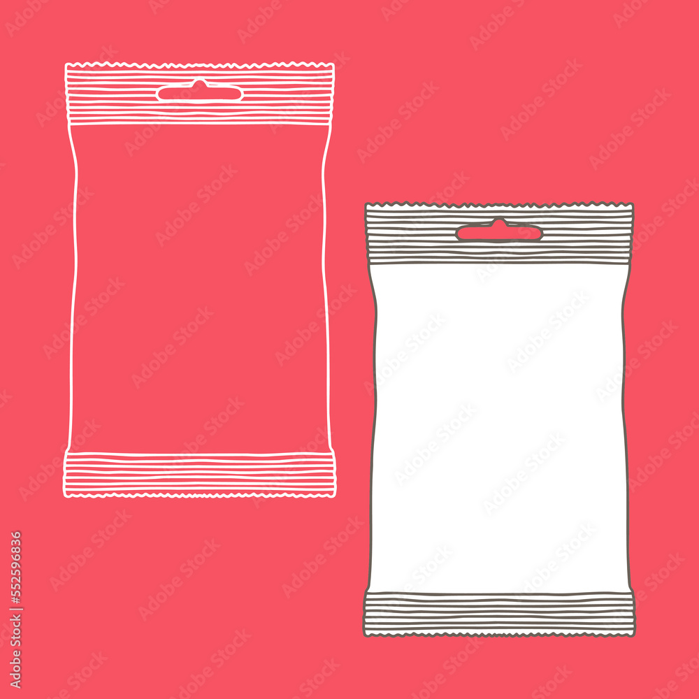 Linear packaging for various products. Packing outline mockup. Stock ...