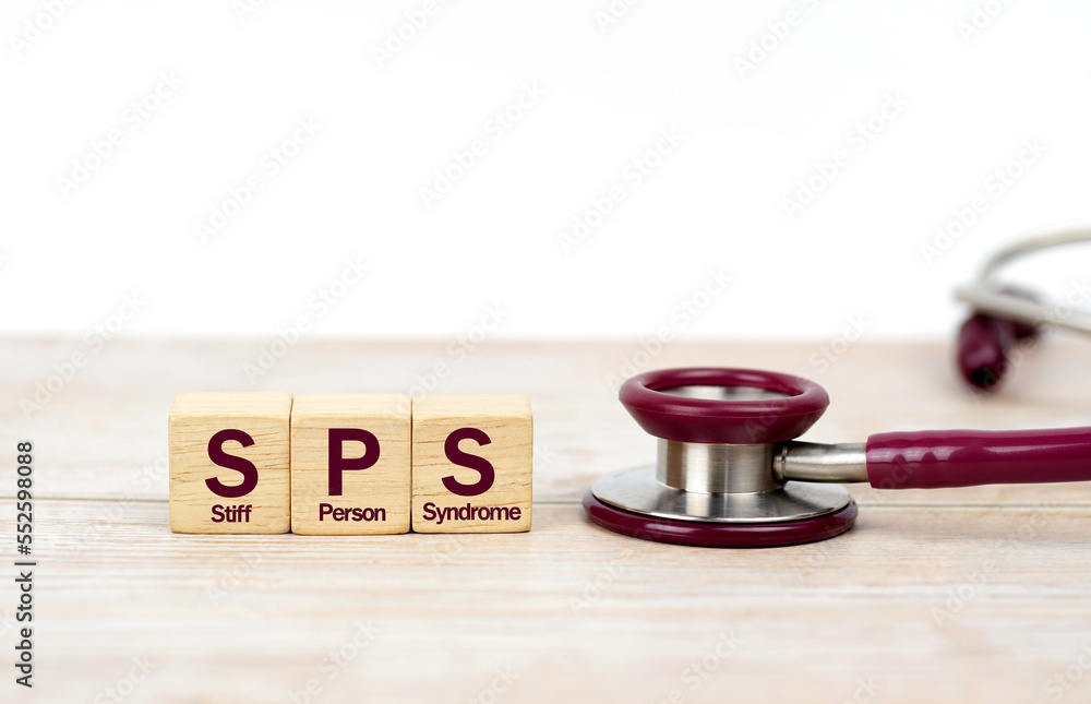 word SPS (Stiff Person Syndrome) on wooden blocks and stethoscope on ...