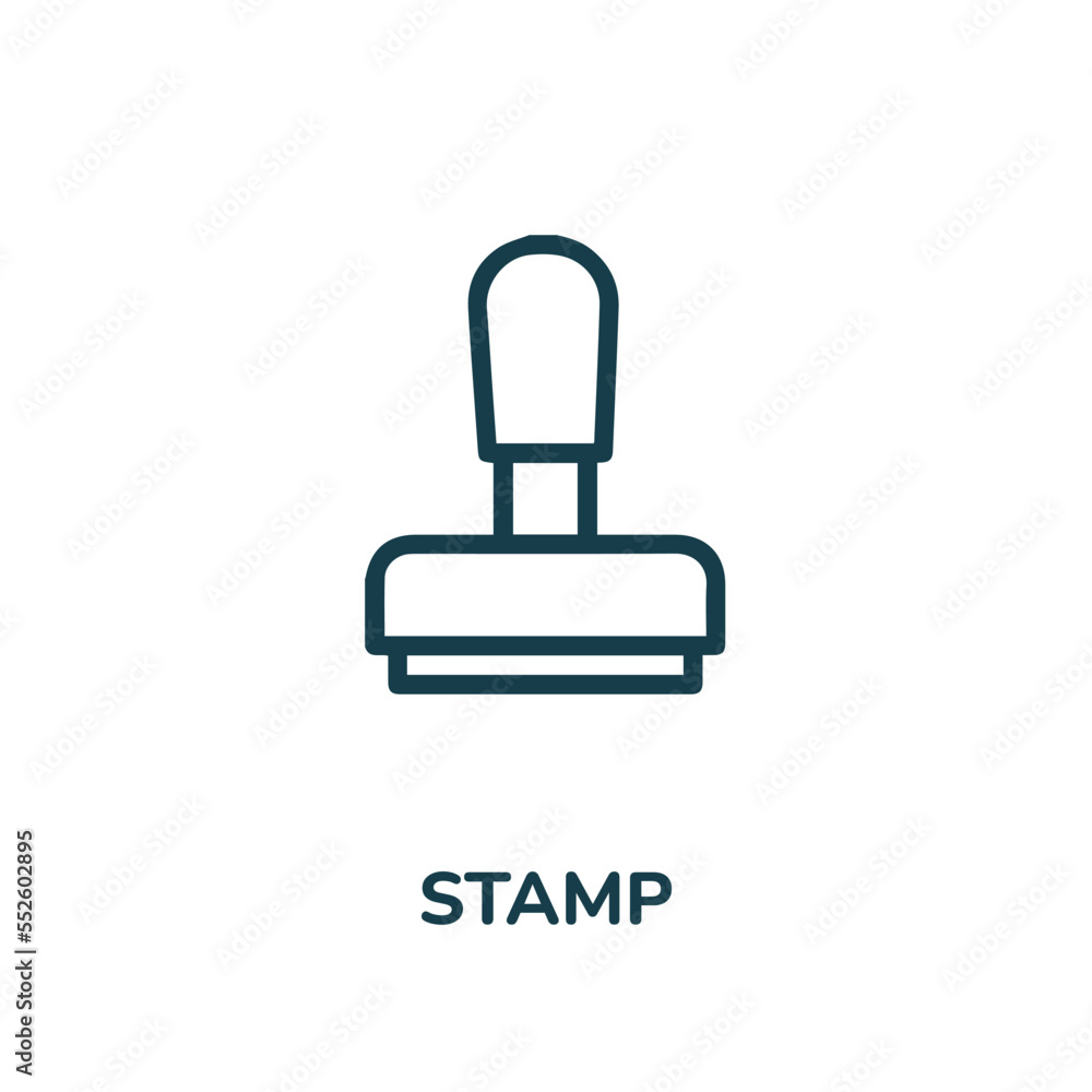 Rubber Stamp icon. Stamp paper line version, outline vector Stock ...