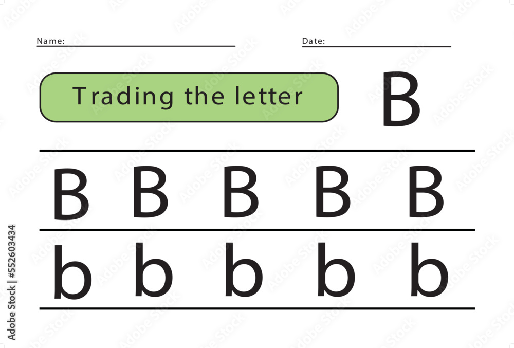 Trace letters of the English alphabet. Uppercase and lowercase letter B ...