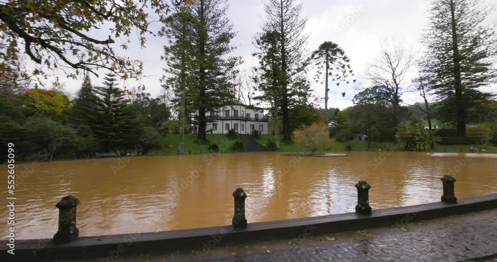 Sao Miguel, Azores, Portugal - December 4. 2022: Orange thermal pool in ...