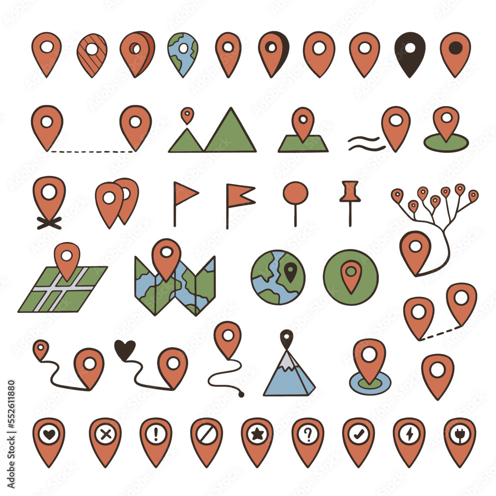 hand drawn cartoon map pin Stock Vector | Adobe Stock