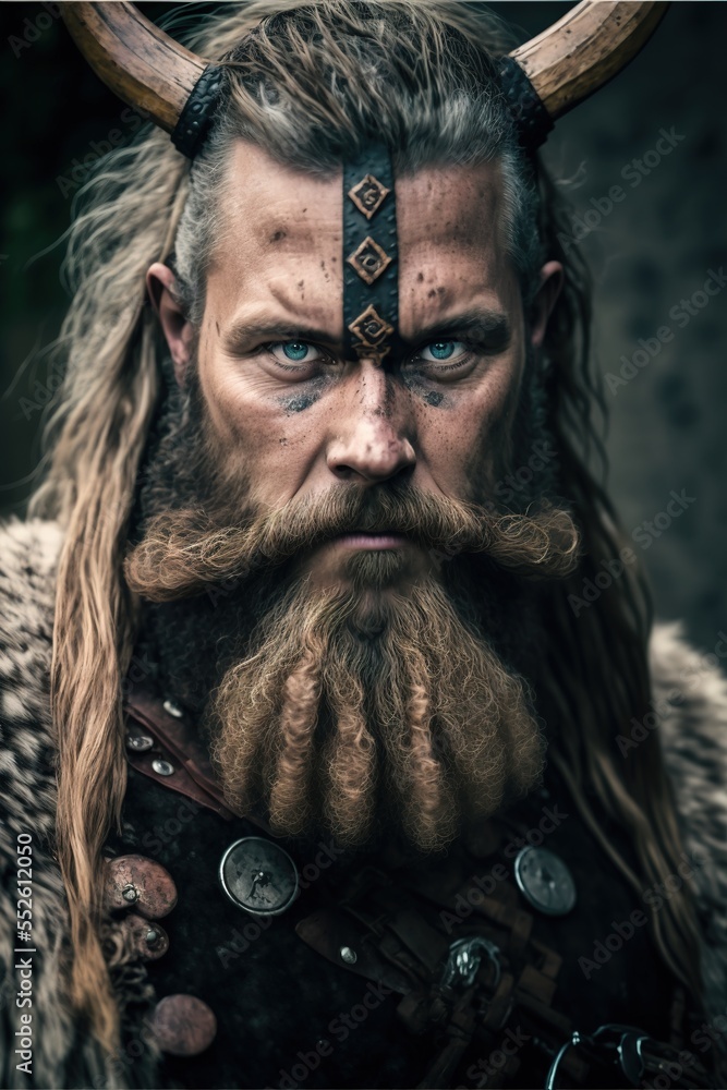 Zdjęcie Stock: Viking man with beard, Generative AI | Adobe Stock