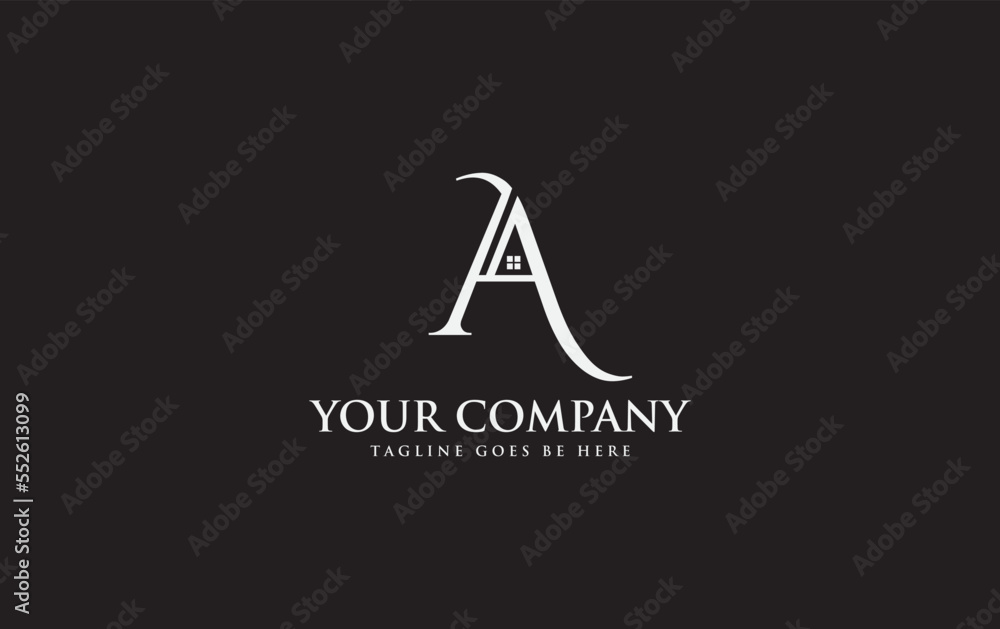 House logo icon letter A and modern window symbol vector. Real estate ...