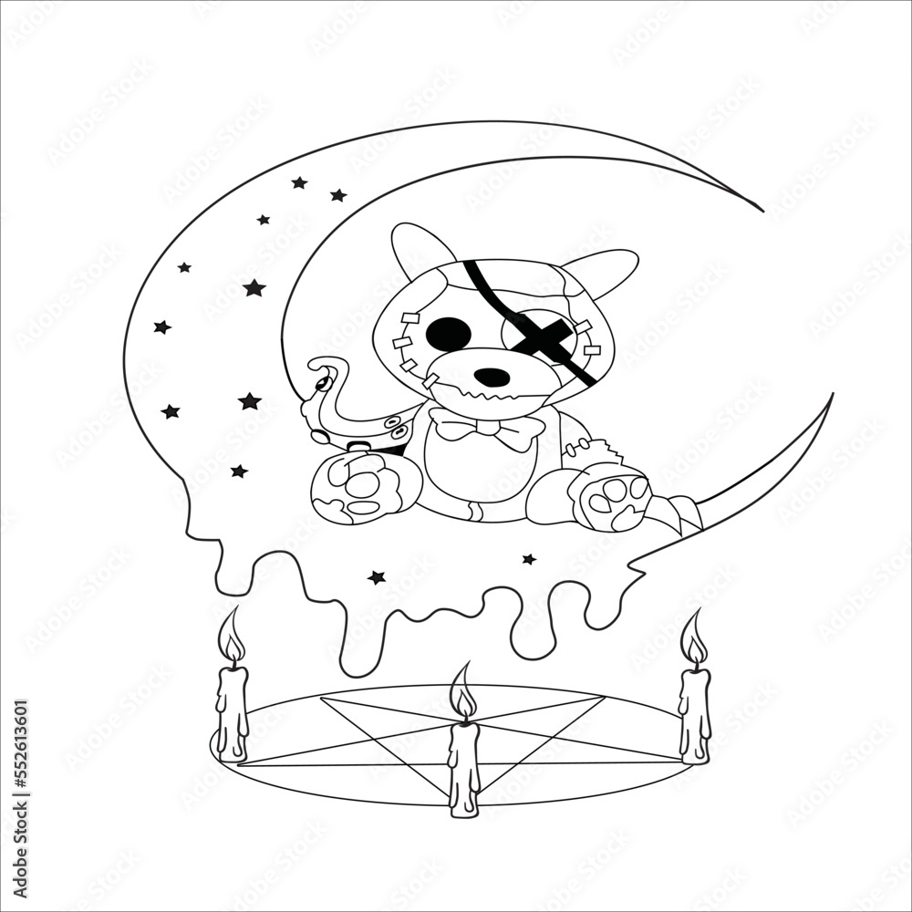 Pastel goth coloring page for cat lovers Stock Vector | Adobe Stock