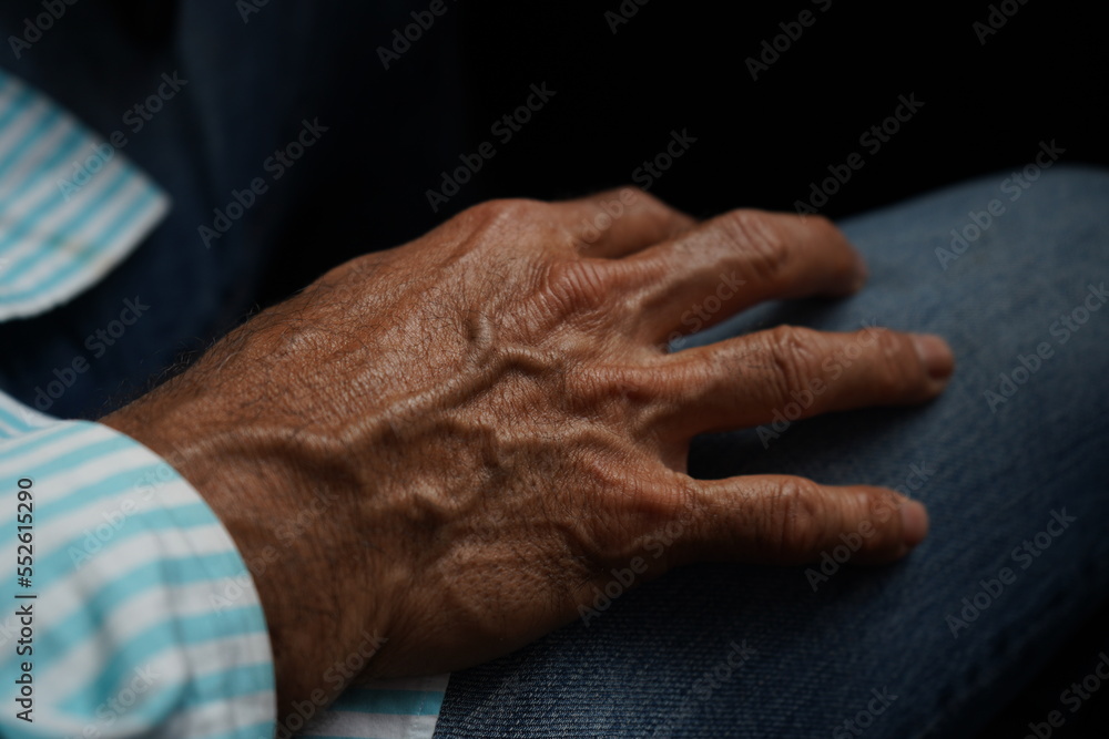 Hands of a senior person, older person's hands with clear veins. Stock ...