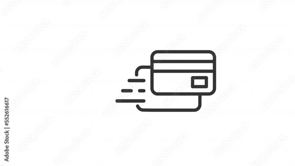 Animated credit card linear icon. Electronic money. Financial ...