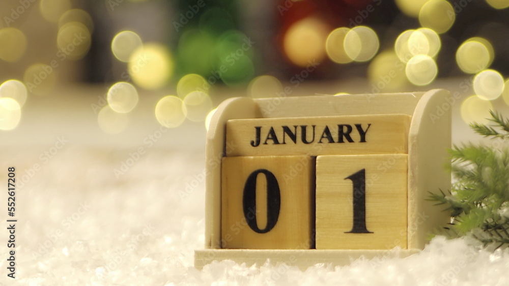 Numbers for the first month of the year. For background wooden color ...