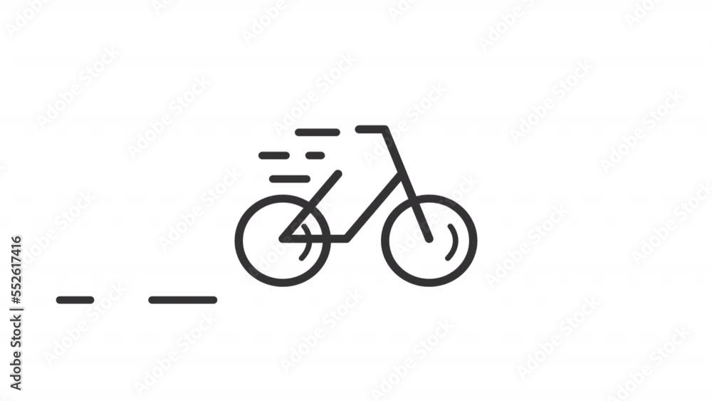 Animated bicycle linear icon. Transportation and recreation. Sport ...