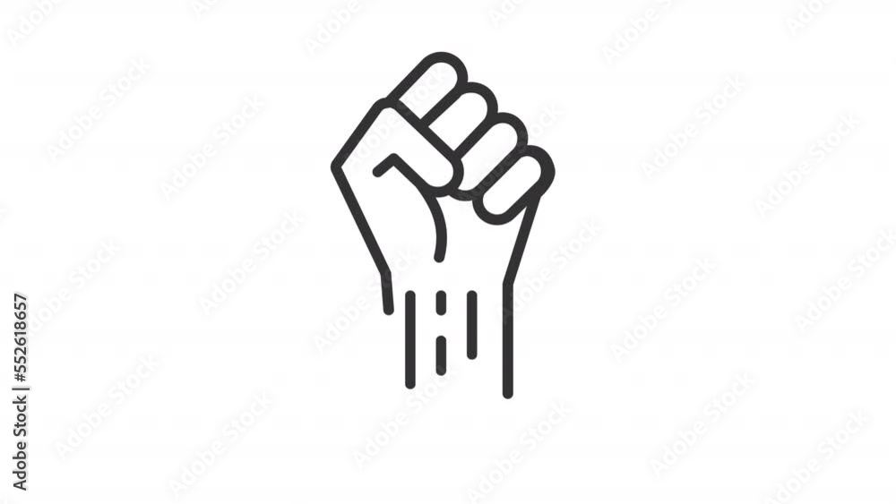 Animated fist linear icon. Symbol of protest and resistance. Political ...