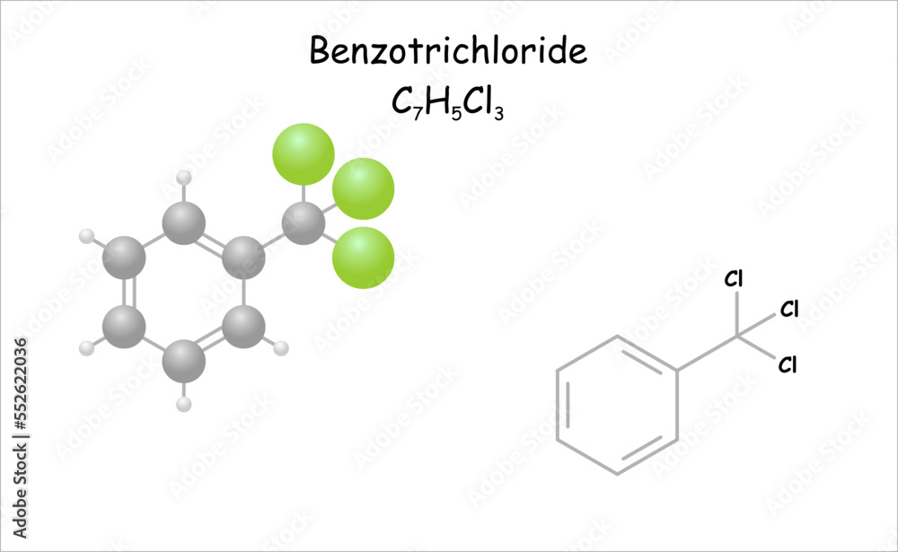 Stylized Molecule Model Structural Formula Of Benzotrichloride Stock Vector Adobe Stock