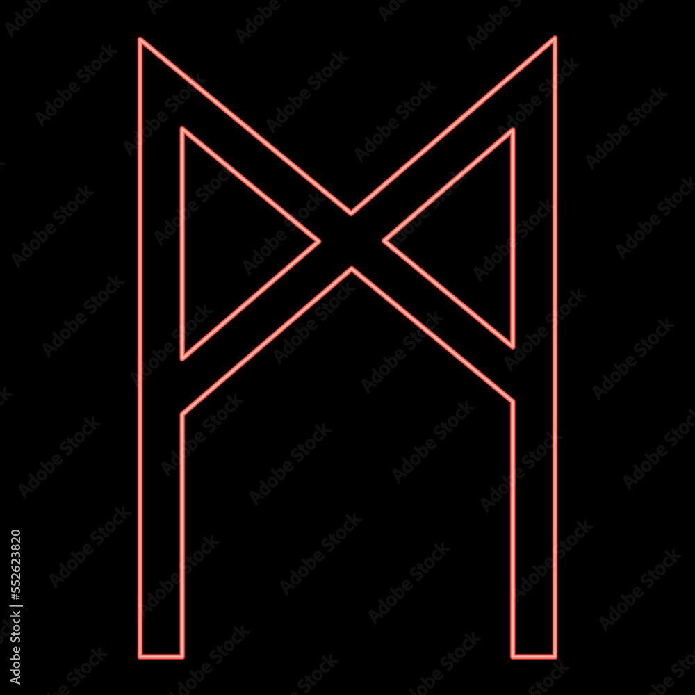 Neon mannaz rune man human symbol red color vector illustration image ...