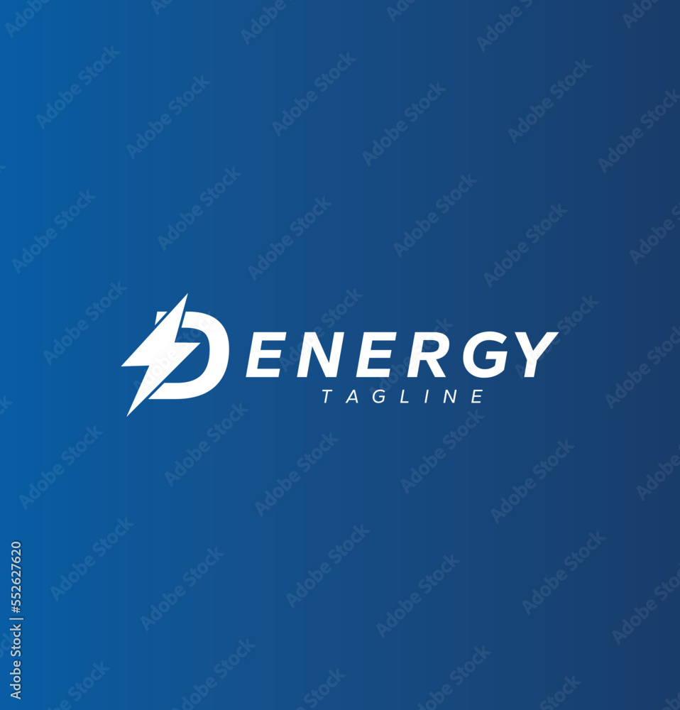 Initial letter D power energy logo design with thunderbolt vector icon ...