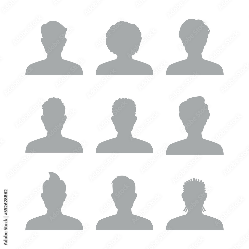Set of men avatar faces isolated on white background. Man avatar ...