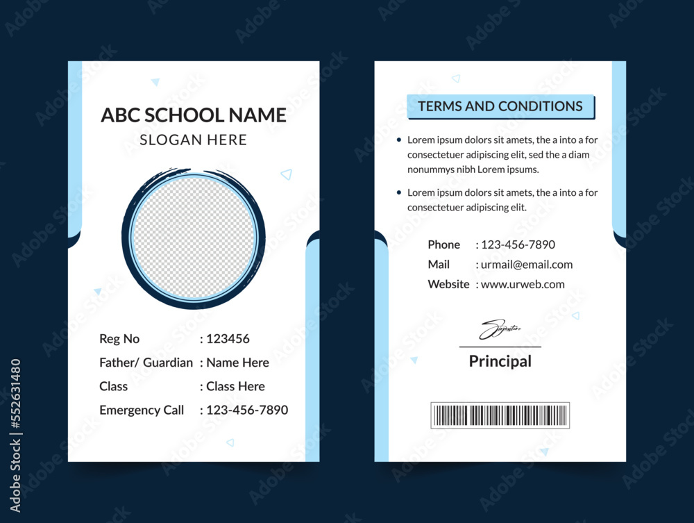 School and College Student Id Card Template Design Stock Vector | Adobe ...