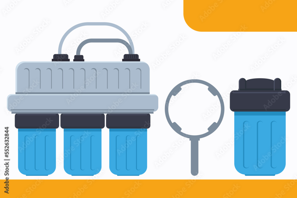Water filter vector cartoon set isolated on a white background. Stock ...
