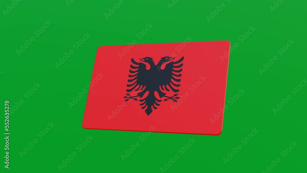 Albania Flag card animation on green screen, Spinning 3D Albania Flag ...