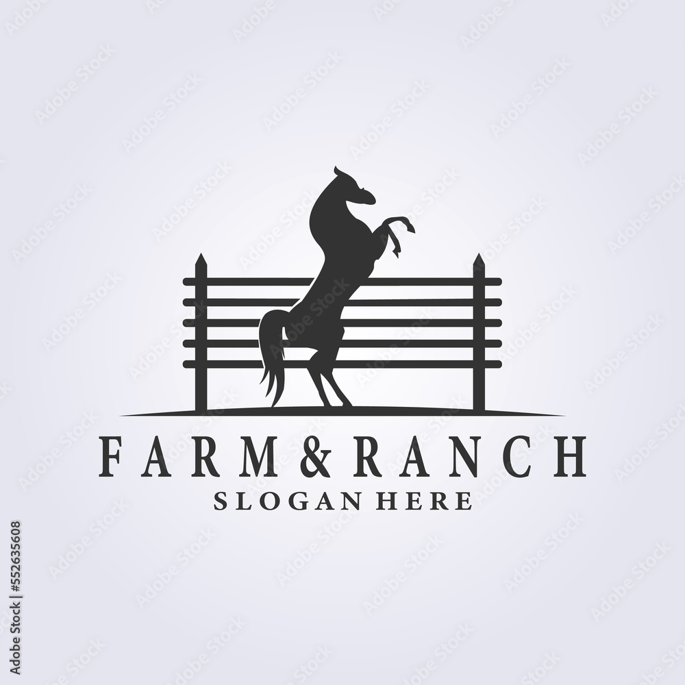 farm, ranch logo, horse logo vector illustration design graphic ...