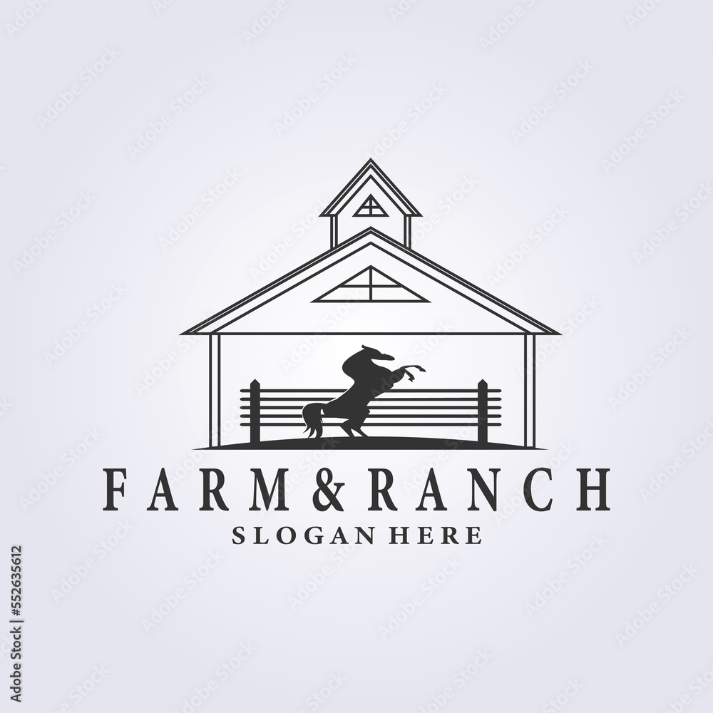 farm, ranch logo, horse logo vector illustration design graphic ...