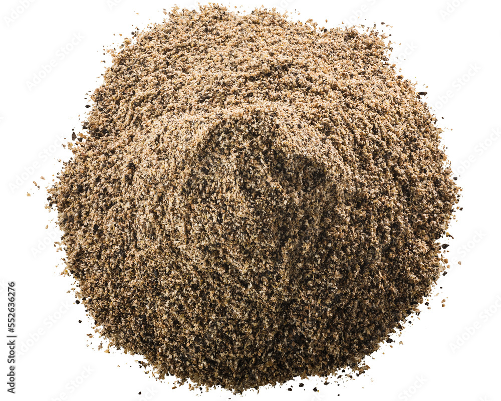 Ground black pepper pile top view isolated png Stock Photo | Adobe Stock