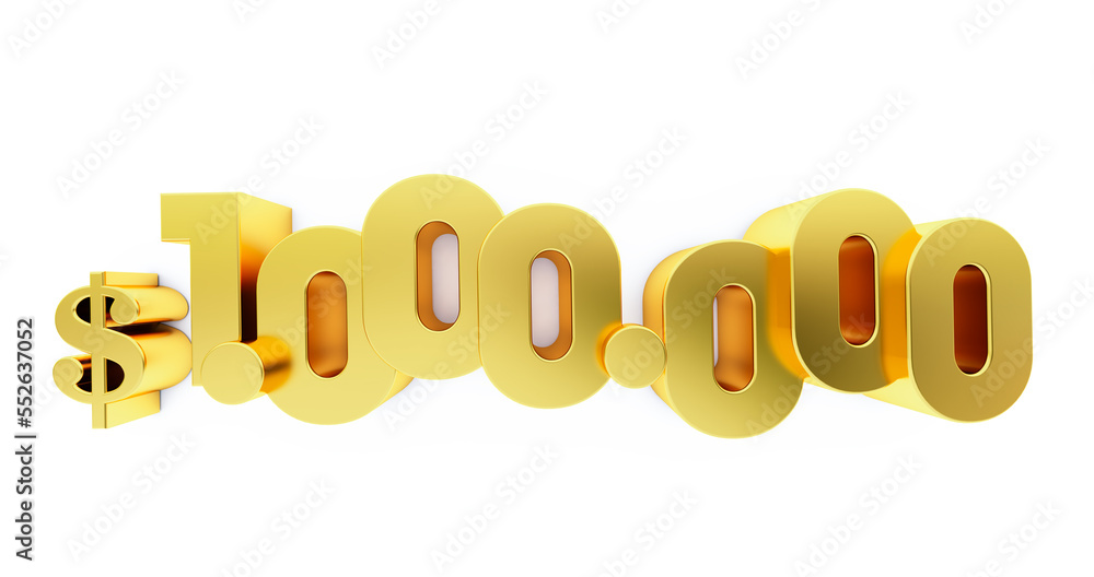 3D render of gold one million dollars isolated on white background ...