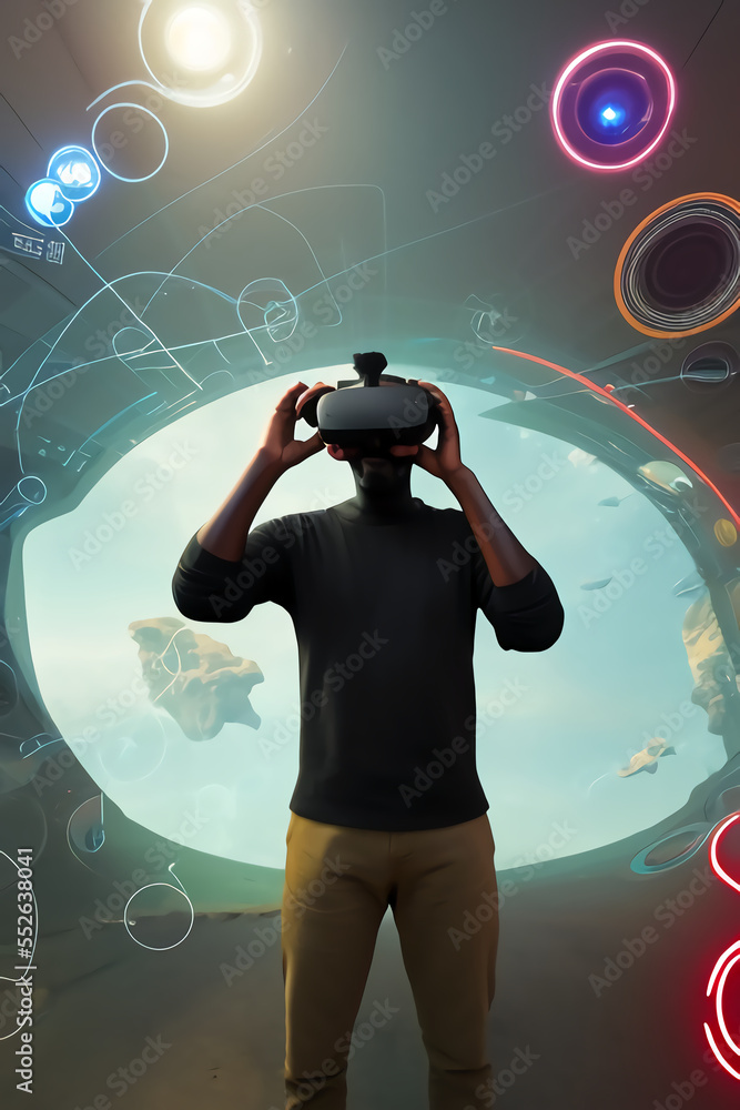 man in vr enters cyberspace and meta universe generative ai, generative ...