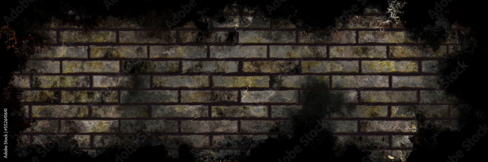 Abstract horror brick wall with darker corners and lighter empty center ...
