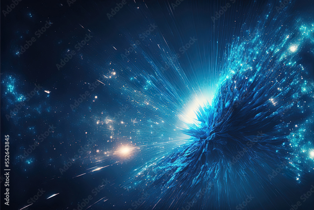 The hyper-jump is an abstract blue. A luminescent stream of digital ...