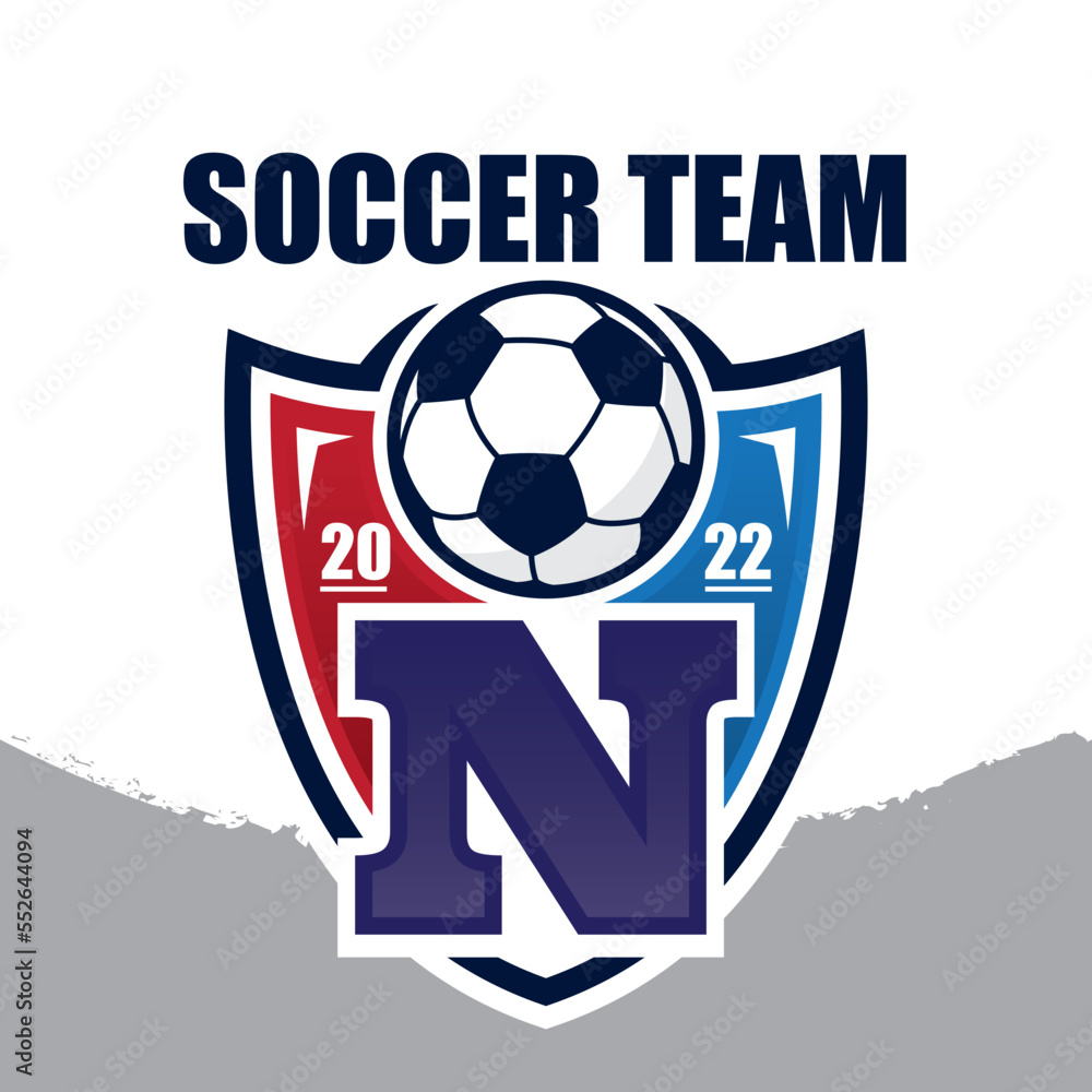 Letter N soccer team logo design template, football team or club ...