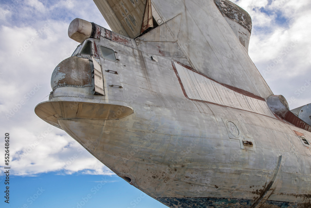 Lun-class ekranoplan (Caspian Sea Monster) at Arablyar village on shore ...