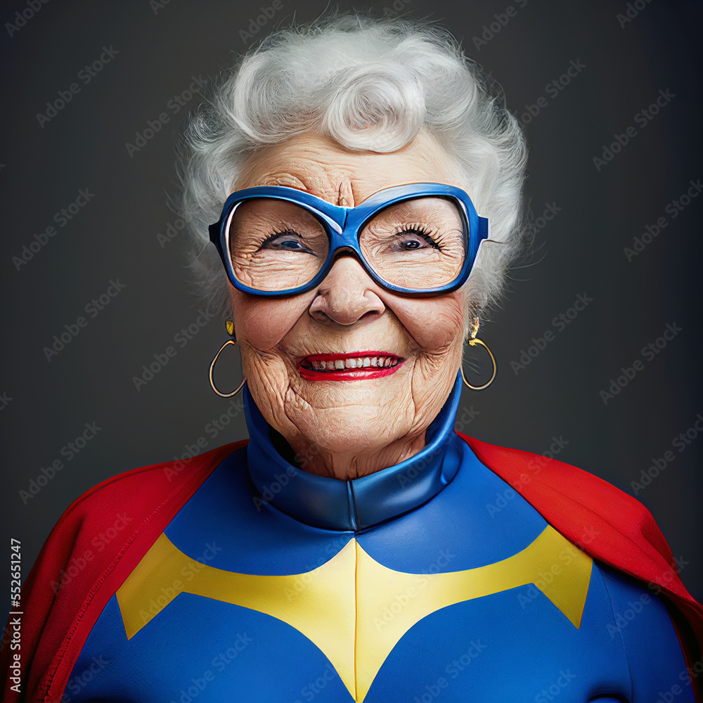 grandma superhero Stock Illustration | Adobe Stock